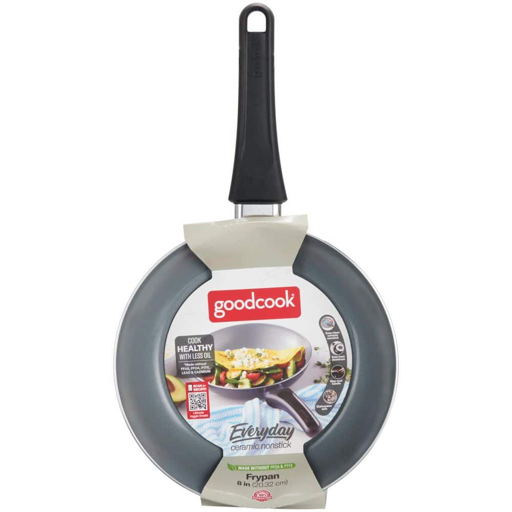 GoodCook Everyday Ceramic Nonstick Frypan, 8 in (20.32 cm), Black 06117 ...