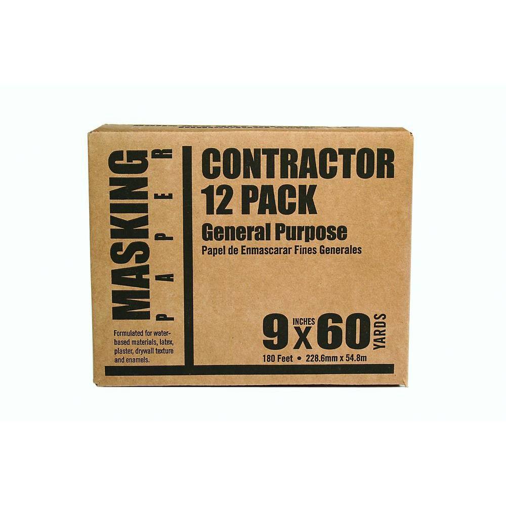 TRIMACO 9 in. x 180 ft. Brown Contractor Masking Paper (12-Pack) 32909
