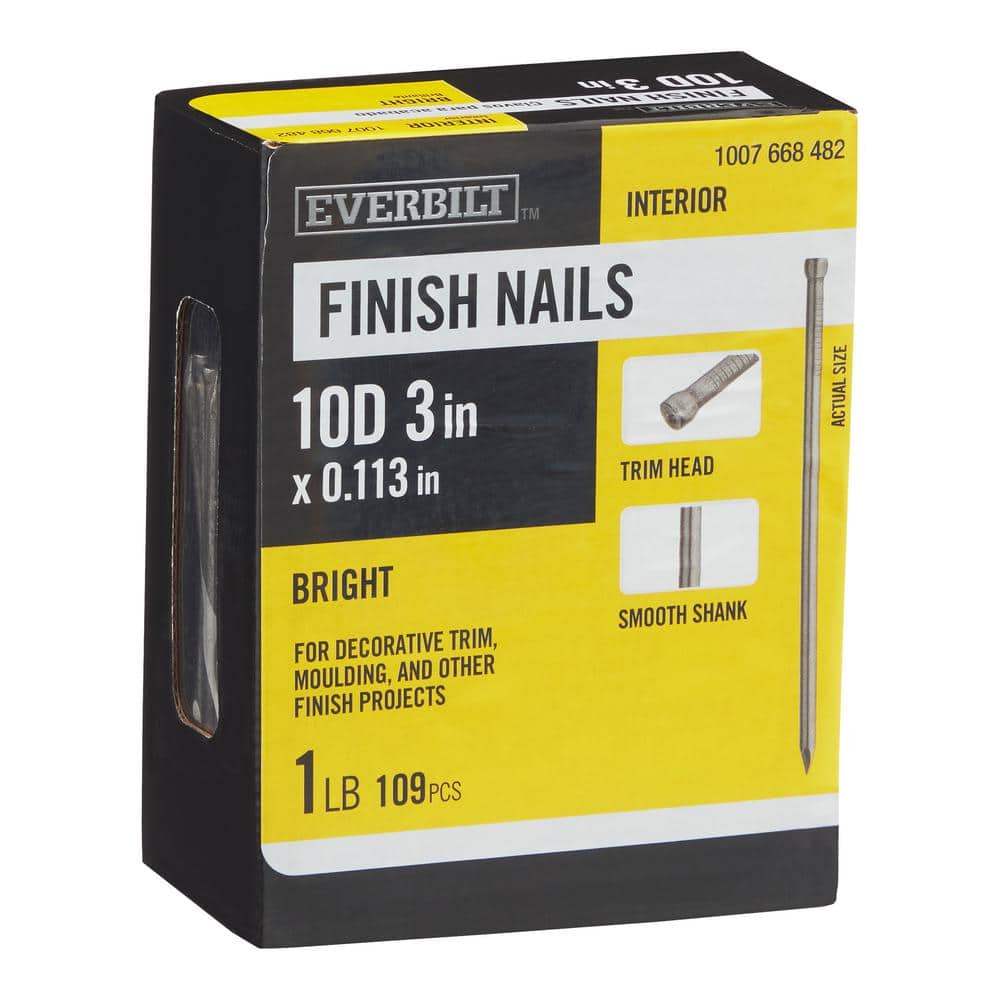 Everbilt 3 in. x 10D Bright Non-Collated Finishing/Casing Nails 1 lb ...