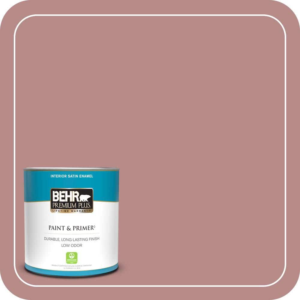 BEHR PREMIUM PLUS 1 qt. #150F-4 Victorian Mauve Satin Enamel Low Odor ...