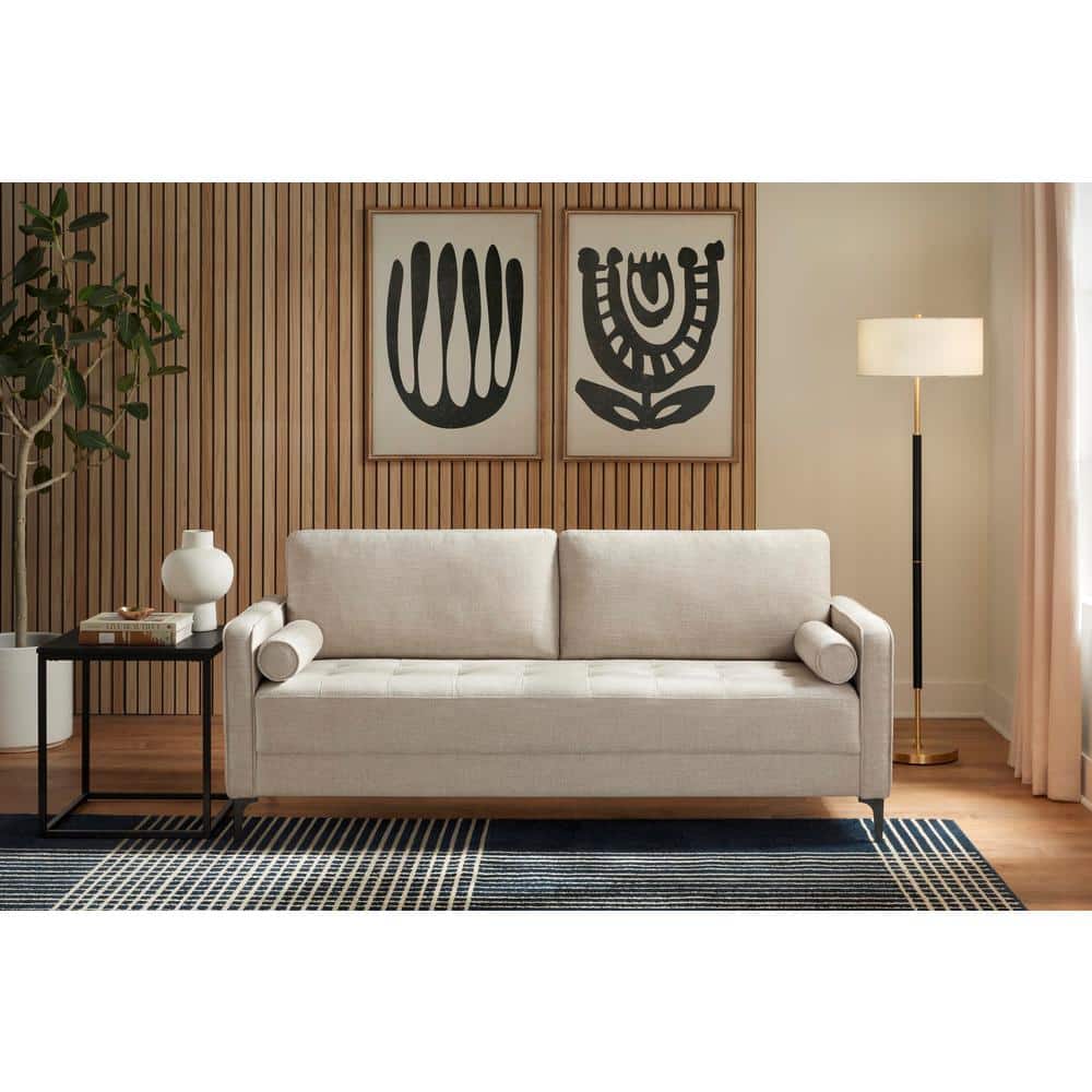 StyleWell Goodwin 75.6 in. Square Arm Fabric Rectangle Mid-Century ...