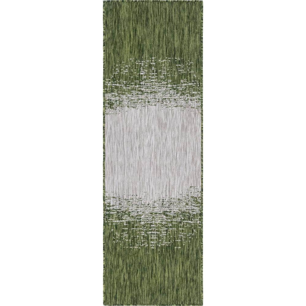 Unique Loom Green Ombre Outdoor 2 ft. x 6 ft. Runner Rug 3145016 - The ...