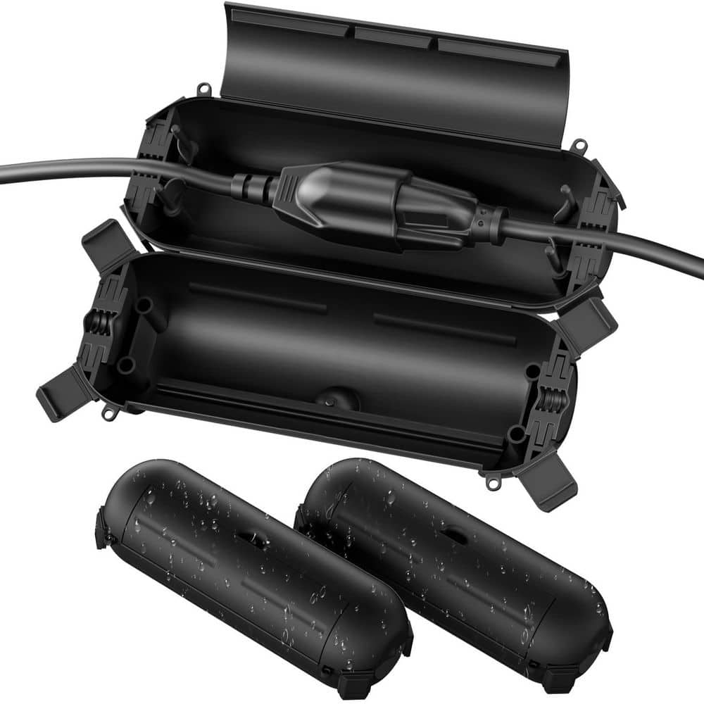 Augbeer Black Outdoor Extension Cord Connector Cover with Waterproof ...