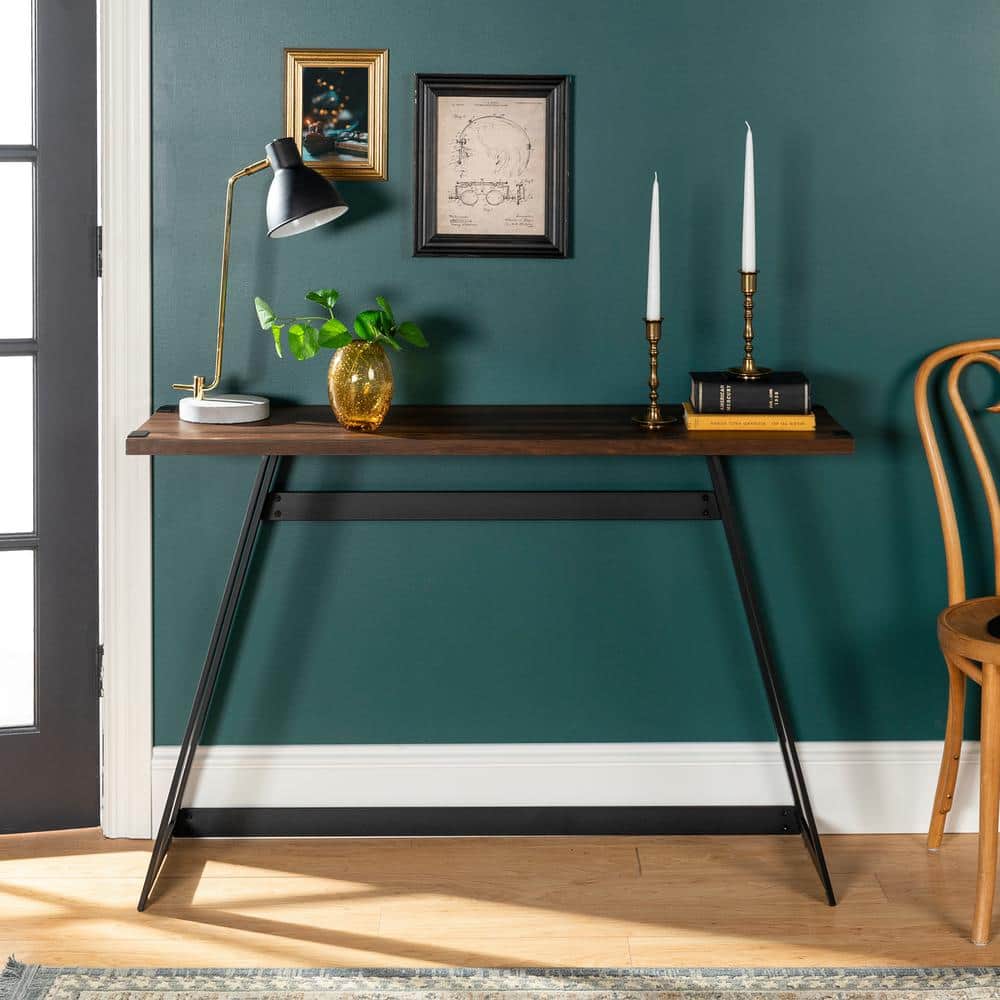 Walker Edison Furniture Company 46 in. Dark Walnut/Black Standard ...