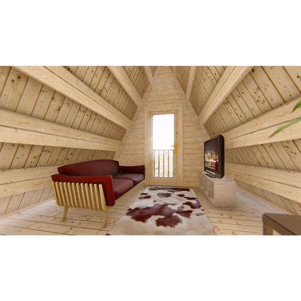 Hud-1 EZ Buildings A-Frame Moose 19 ft. x 23 ft. A-Frame style Cabin ...