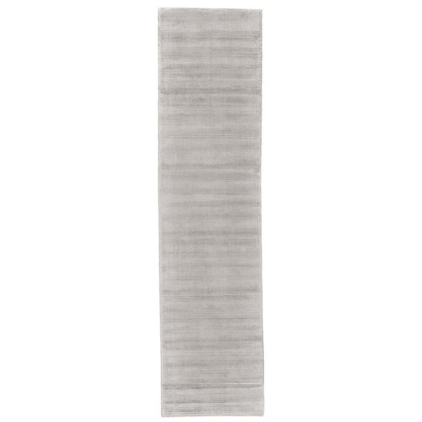 HomeRoots 2 ft. x 10 ft. Gray and Silver Solid Color Area Rug ...