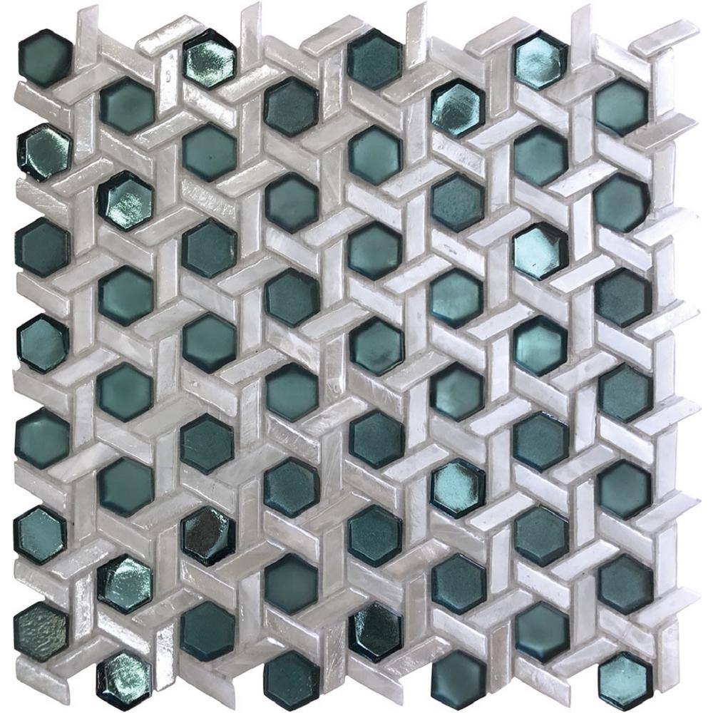 Apollo Tile Green 4 in. x 5 in. Hexagon Polished Glass Mosaic Floor and ...