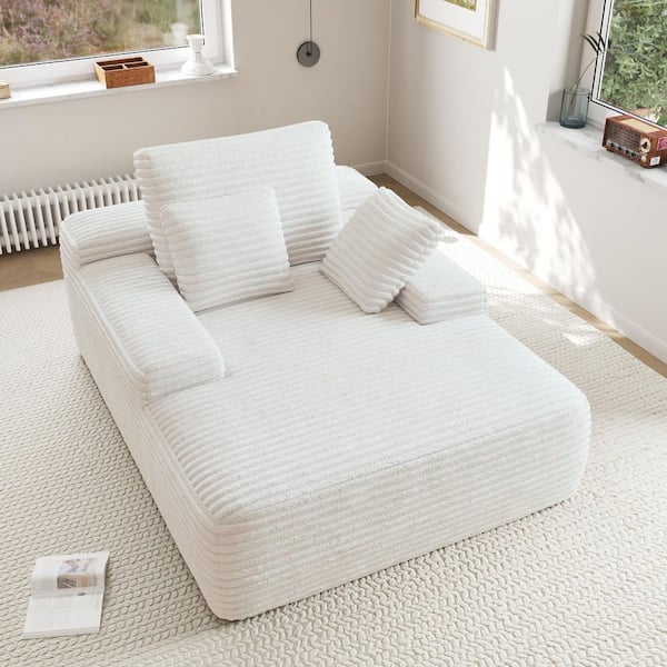 Magic Home 67 in. Beige Corduroy Memory Foam Oversized Square Arm ...