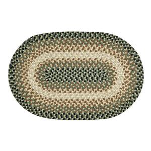 Better Trends Woodbridge Oval Braid Collection Green 20" x 30" Oval 100 ...