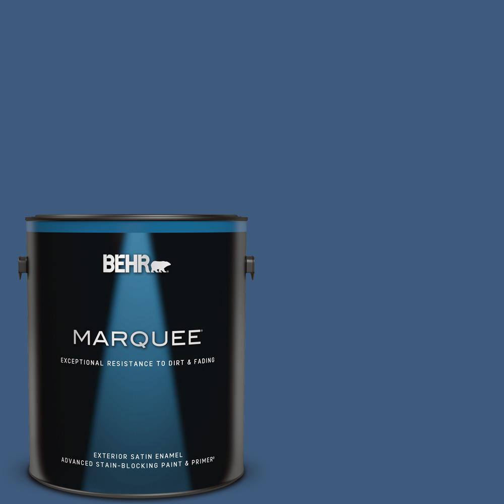 BEHR MARQUEE 1 gal. #M520-7 Admiral Blue Satin Enamel Exterior Paint ...