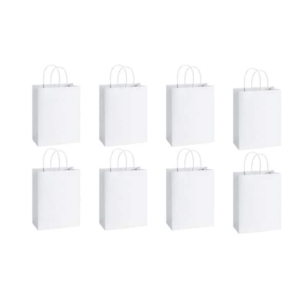 LIJSRBU Medium White Kraft Paper Bags 8 x 4.25 x 10.5in. Recyclable 8lb ...