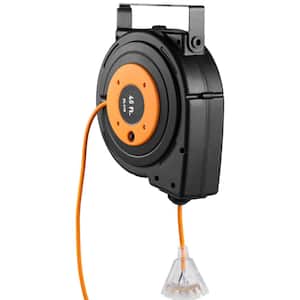 SKYSHALO 45 ft. 12/3 15 Amp Retractable Extension Cord Reel with 1 ...