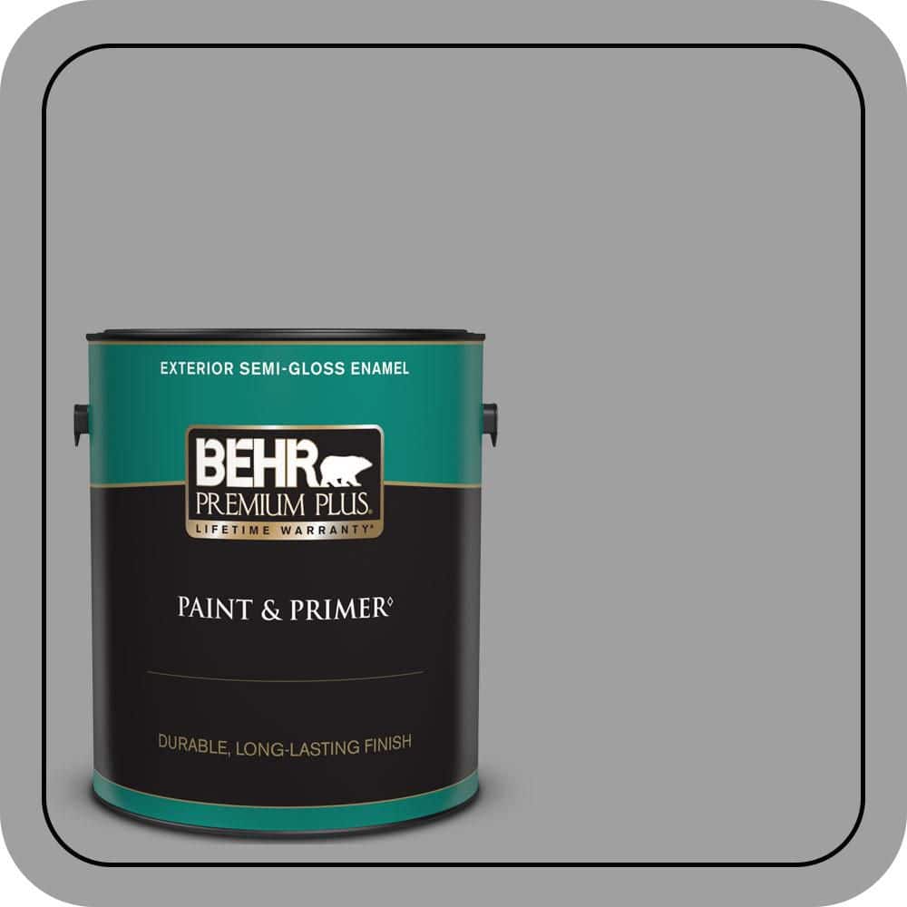 BEHR PREMIUM PLUS 1 gal. #PPU26-06 Elemental Gray Semi-Gloss Enamel ...