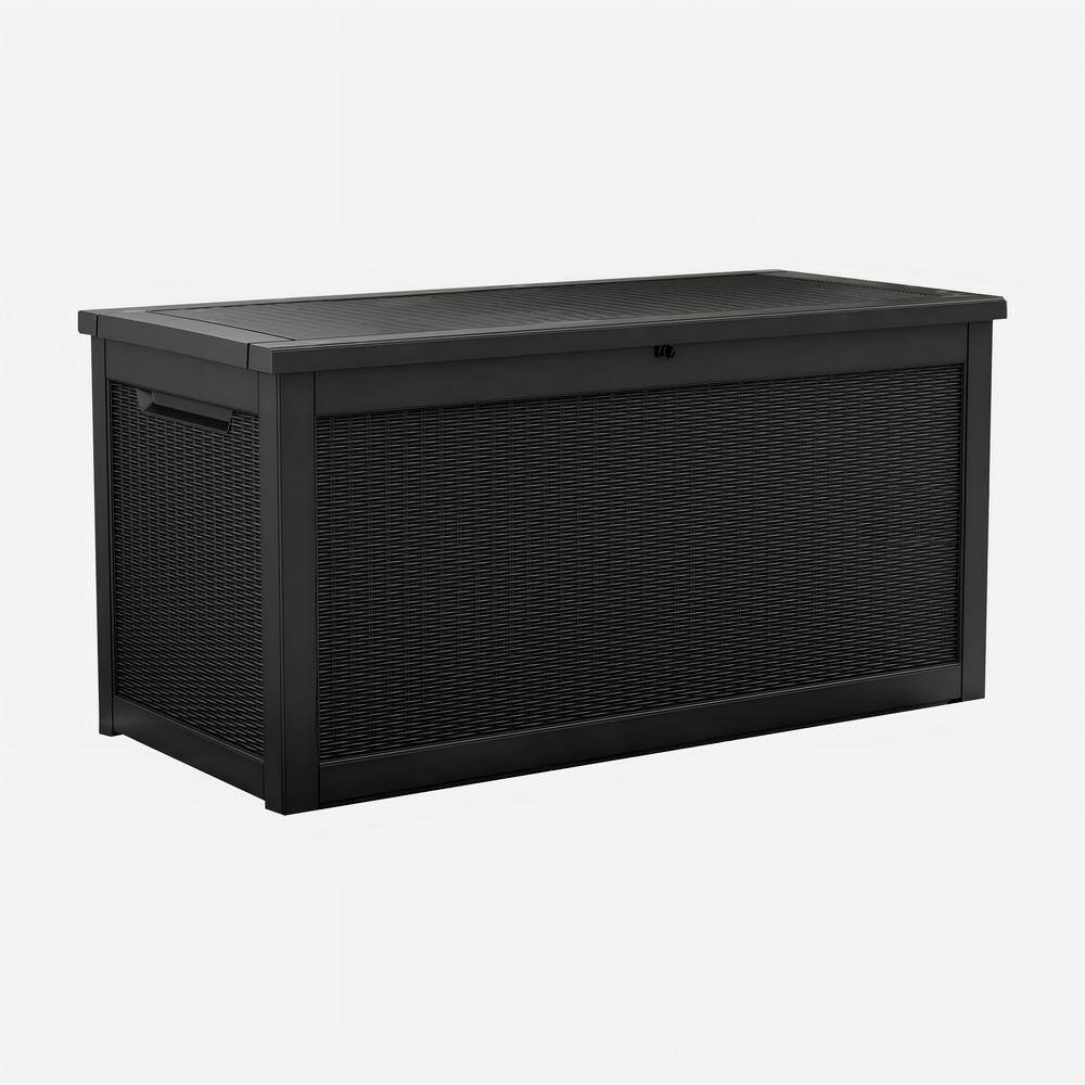 260 Gal. Black Lockable Waterproof Resin Large Outdoor Storage Bench FF ...