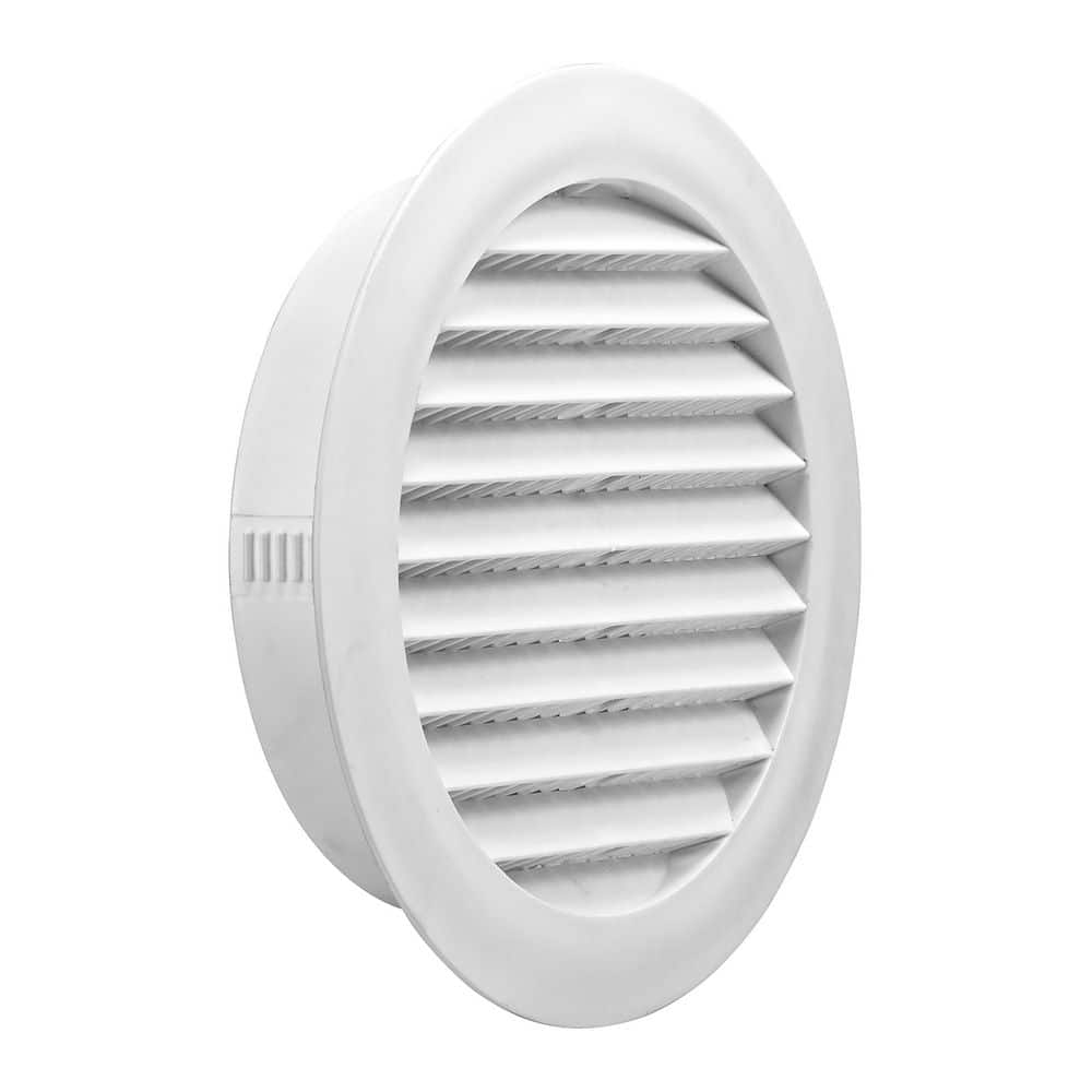 Lambro Plastic Flush-Mount Round Vent with Friction-Fit Collar, White ...