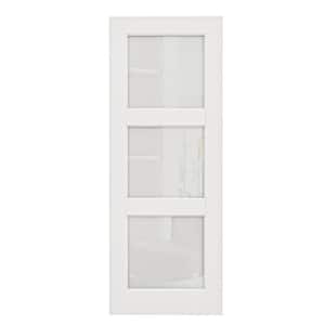 ARK DESIGN 30 in. x 80 in. 3-Lite Tempered Frosted Glass and Solid Core ...