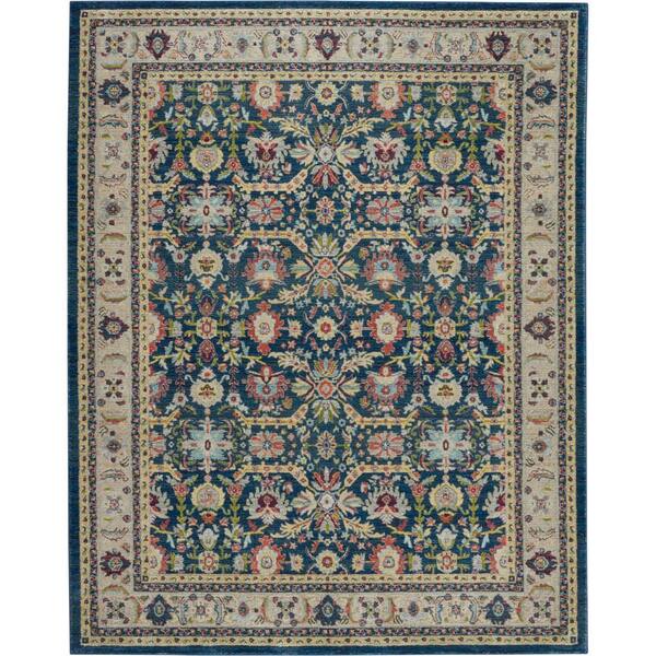 Nourison Global Vintage Navy Multicolor 9 ft. x 12 ft. Vintage Persian ...