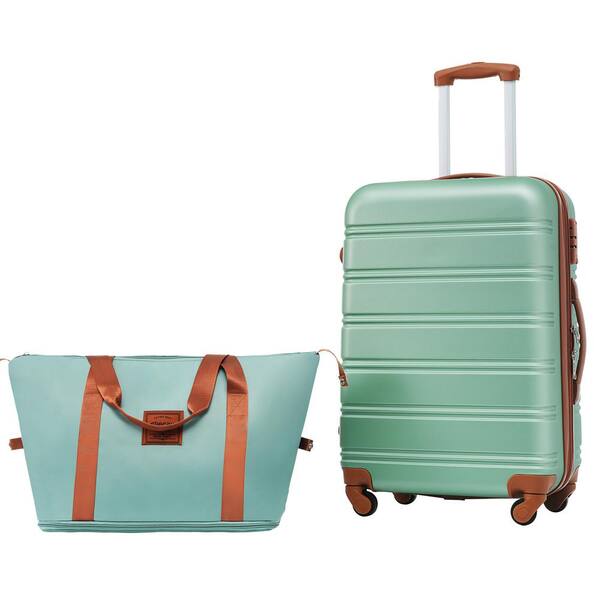 Merax 2-Piece Green ABS Hardshell 24 in. Spinner Luggage Set with ...