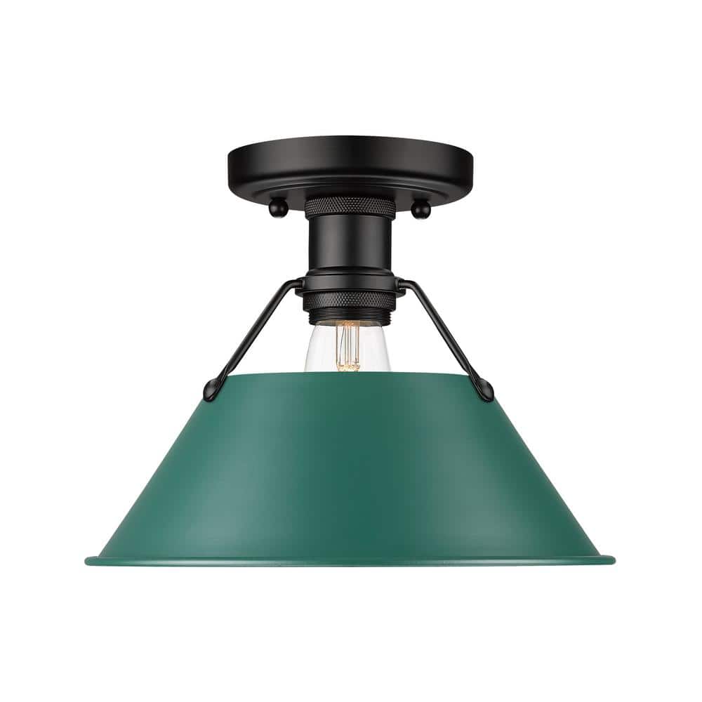 Golden Lighting Orwell 10 in. 3 Light Matte Black Flush Mount With ...