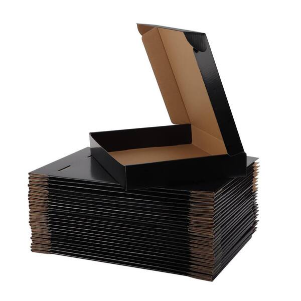Angel Sar 13 in. x 10 in. x 2 in. 25 Packs Black Shipping Boxes ...