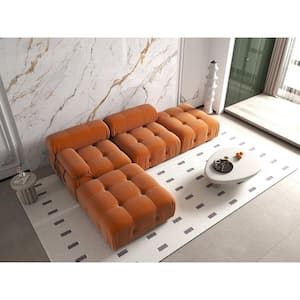 J&E Home 103.8 in. Square Arm 3-piece Rectangular Velvet Modular Free ...