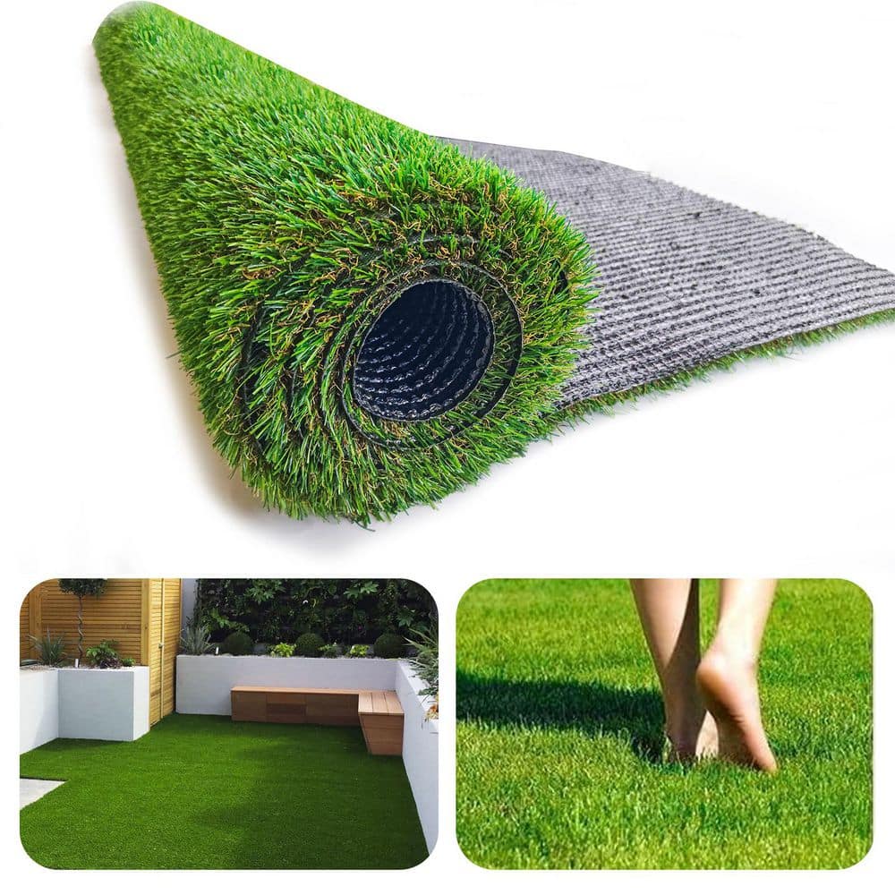 YLLN 6.5 ft. x 10 ft. Green Artificial Grass Turf Rug 0.78 in. Thick ...