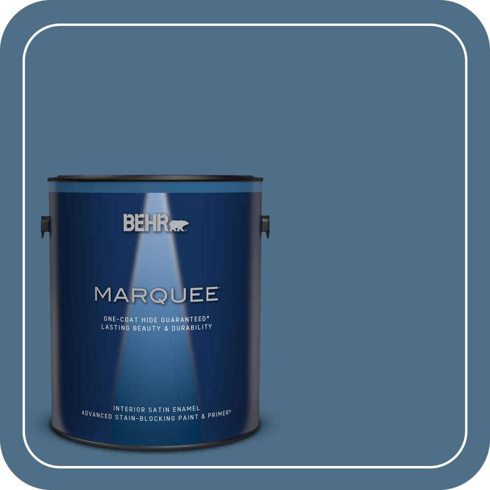 BEHR MARQUEE 1 gal. #570D-6 Neptune Blue Satin Enamel Interior Paint ...
