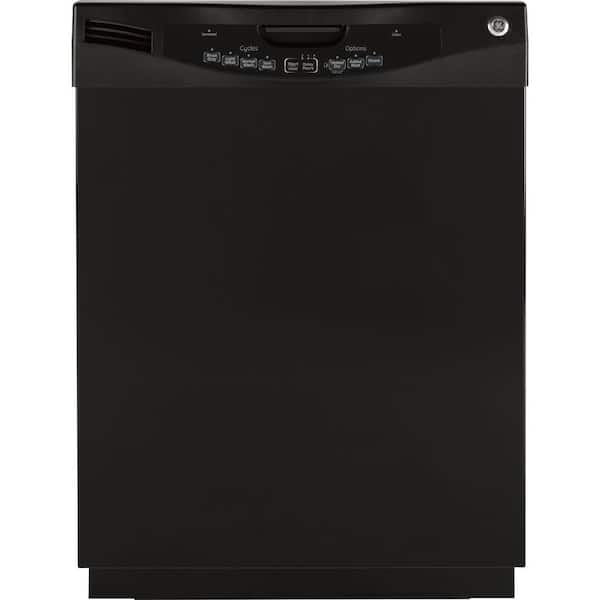 GE 24 in. Black Front Control Dishwasher 120-Volt with Steam Cleaning ...