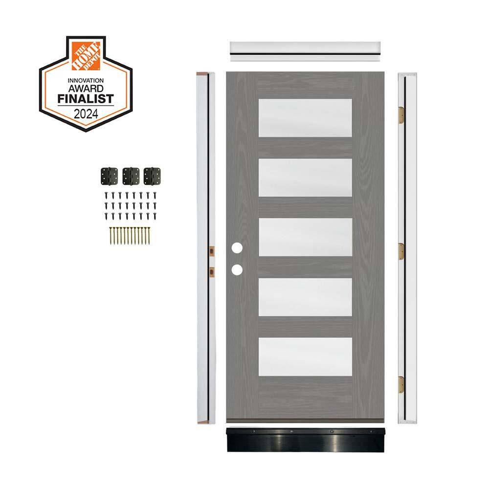 Reviews for Krosswood Doors DIY 36in.x79in. Modern 5-Lite Frosted Glass ...