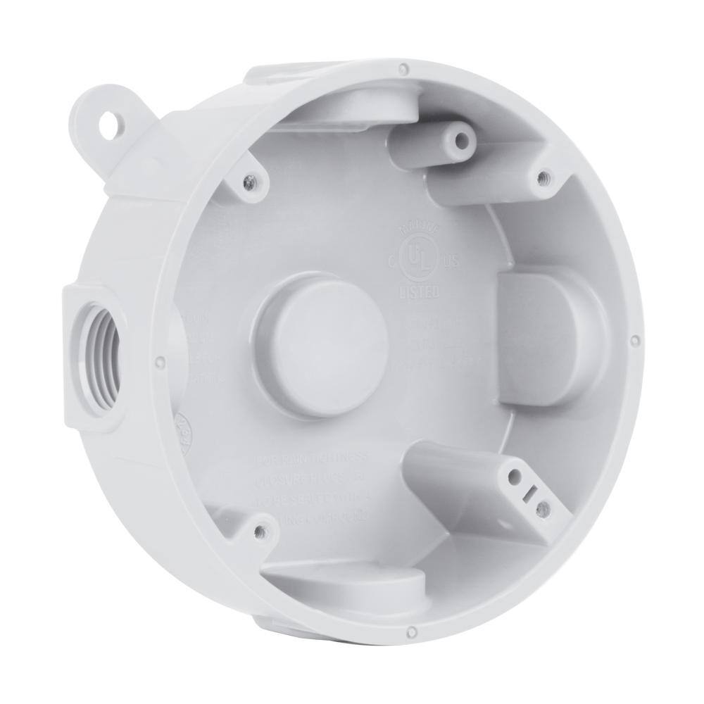 Commercial Electric 1/2 in. White 5-Holes 4 in. Round Non-Metallic ...