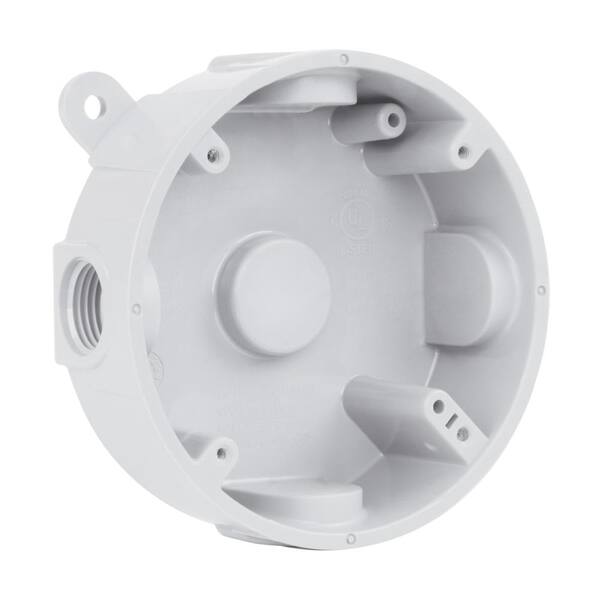 Commercial Electric 1/2 in. White 5-Holes 4 in. Round Non-Metallic ...