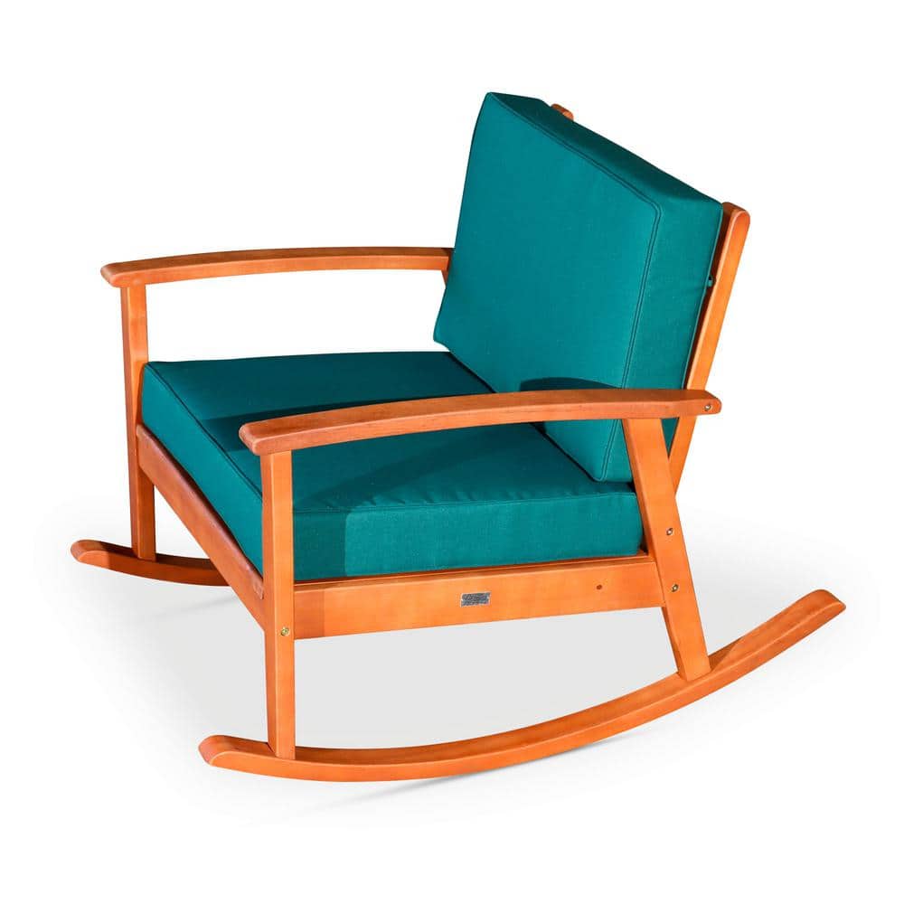 Zeus & Ruta Natural Oil Finish Eucalyptus Wood Outdoor Rocking Chair ...