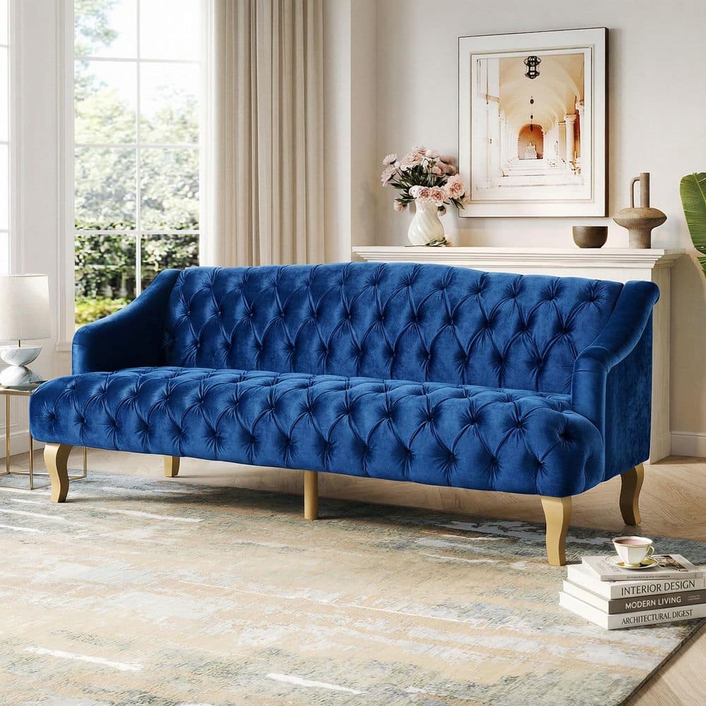 Reviews for Harper & Bright Designs 3-Seat 72.76 in. Slope Arm Velvet ...