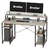 Bestier 55.12 in. Wash Grey Computer Desk with Monitor Stand D074G-GRYW ...