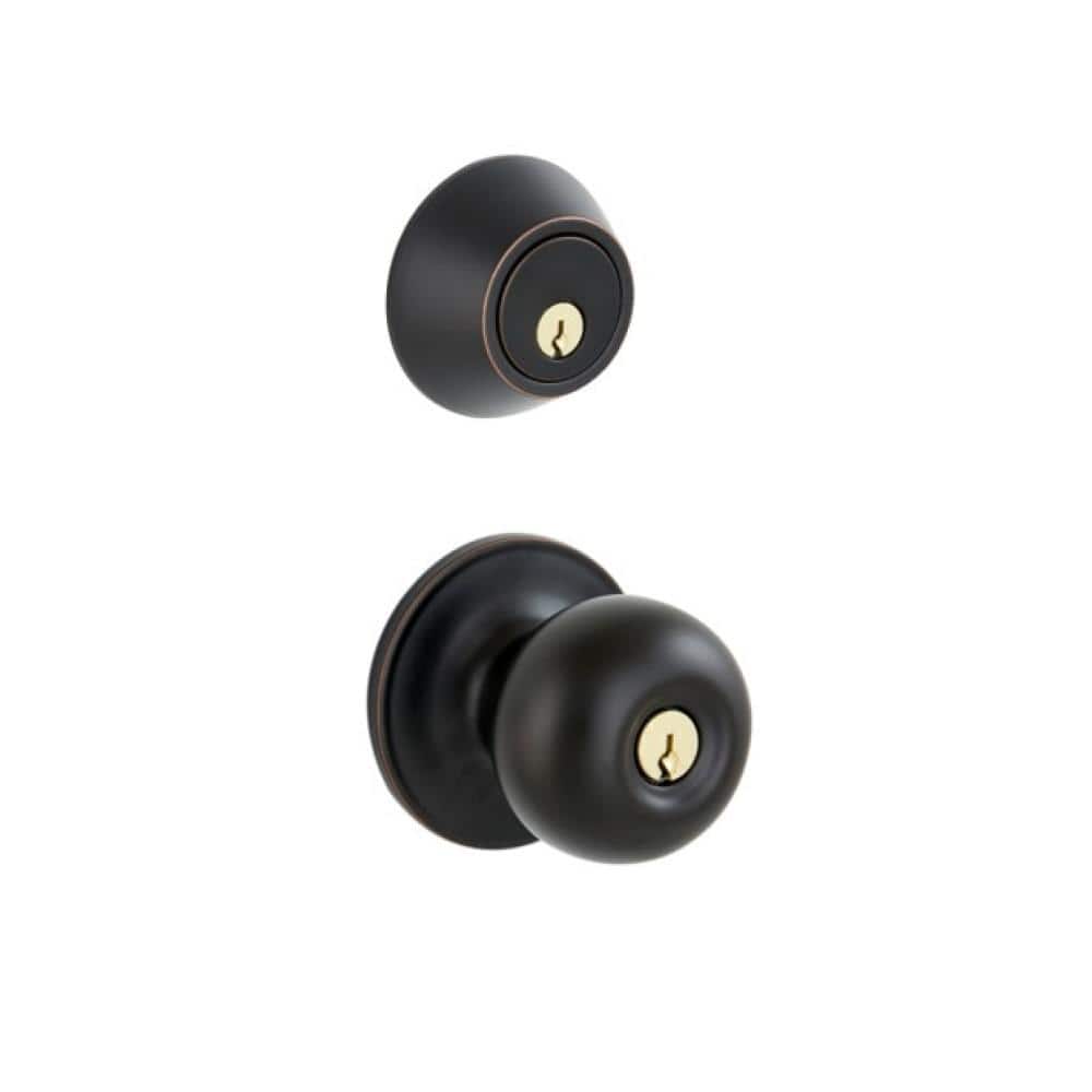 ESSENTIALS by Schlage Jeffir Aged Bronze Single Cylinder Deadbolt and ...