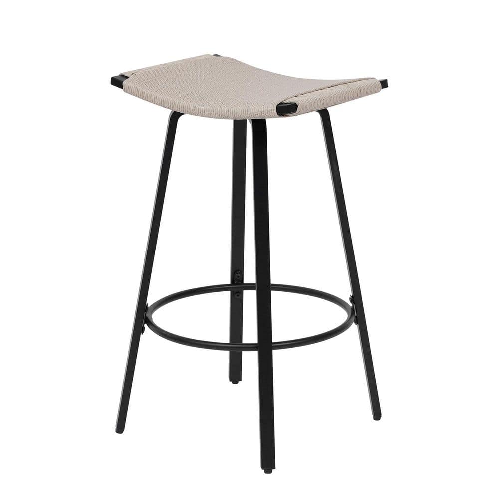 Vernon Hills Stackable Metal Outdoor Bar Stool Set of 2 PVC Weaving Pub ...