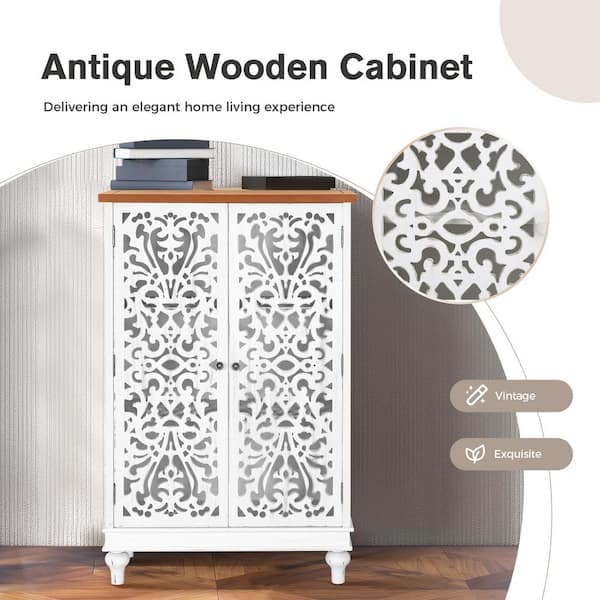 Carved tall cabinet store