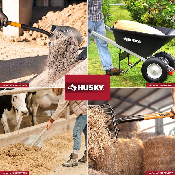 Husky 6 cu. ft. Dual-Wheel, Poly Wheelbarrow with 8 in. Flat-Free Tires ...
