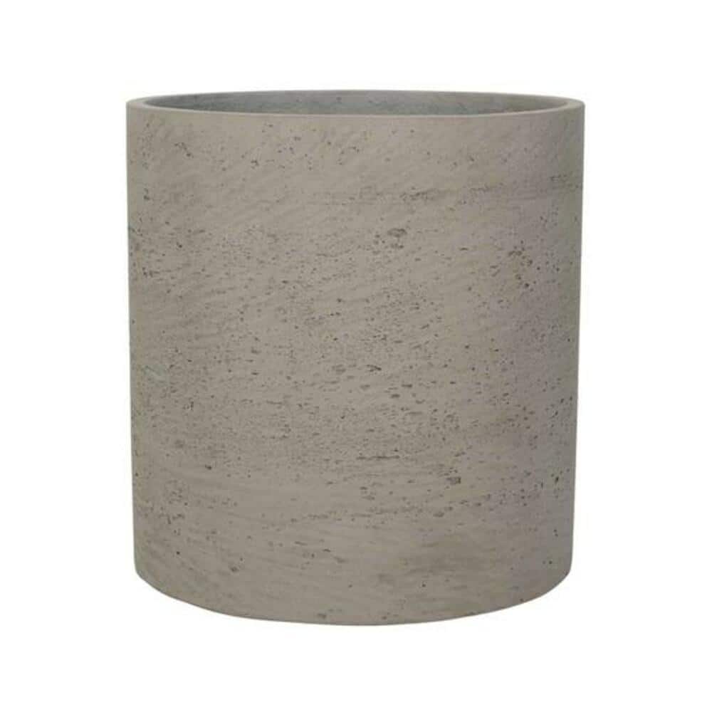 PotteryPots 11.8 in. W x 11.8 in. H Small Grey Washed Fiberclay Indoor ...
