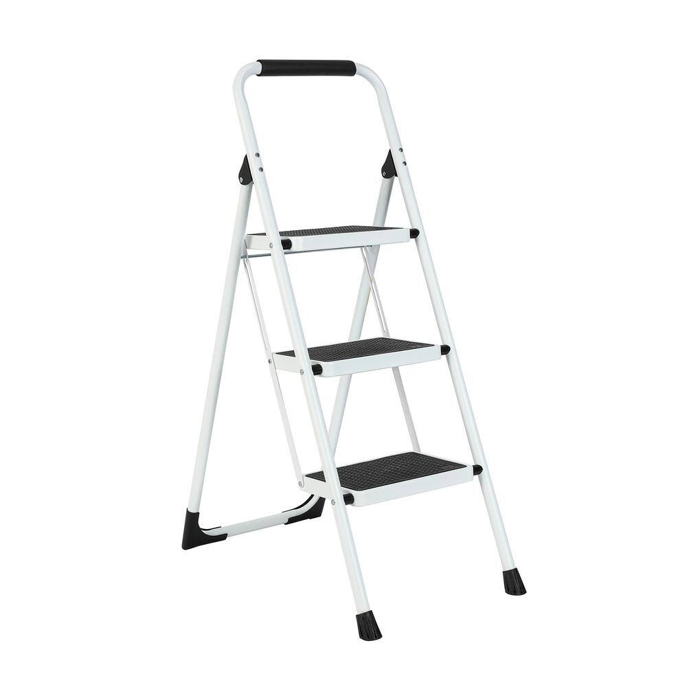 maocao hoom 3.4 ft. Reach Hight 3-Step Iron Ladder Foldable Non-Slip ...
