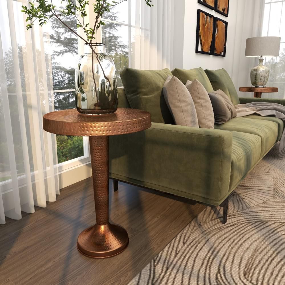 Reviews for Litton Lane 19 in. Copper Large Round Aluminum End Accent ...