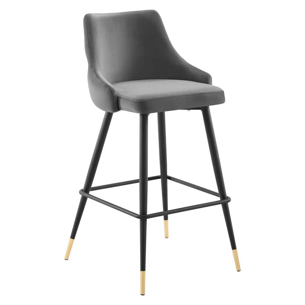 MODWAY Adorn 39.5 in. Black Low Back Wood Tapered Legs Counter Bar ...