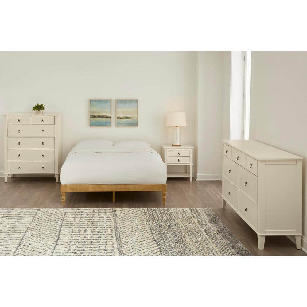 StyleWell Aberwell Patina Wood Finish King Platform Bed (76.5 in. W x ...