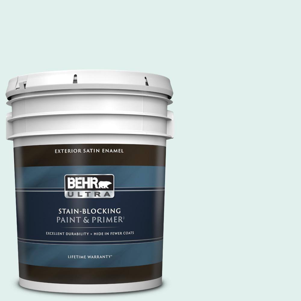 BEHR ULTRA 5 gal. #500C-1 Himalayan Mist Satin Enamel Exterior Paint ...