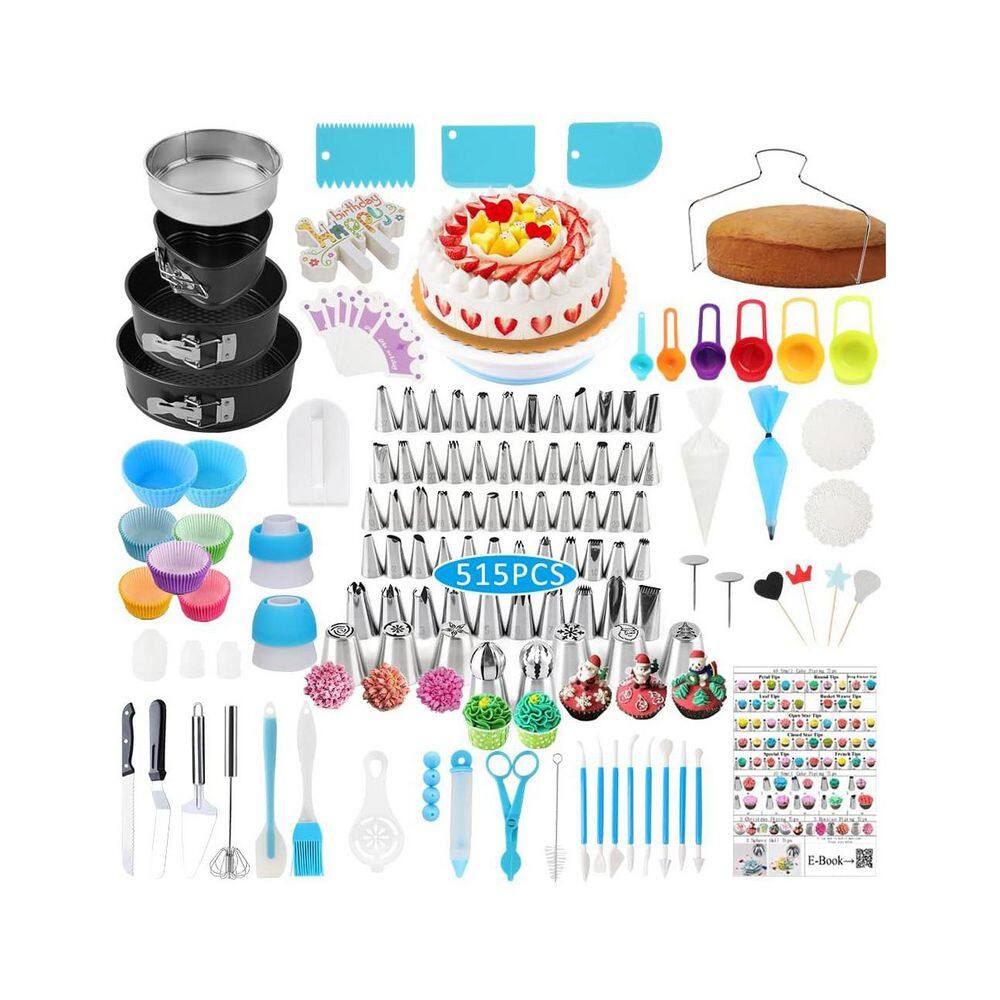 515 PCS Cake Decorating Set with 3 Springform Pans, 66 Icing Tips ...