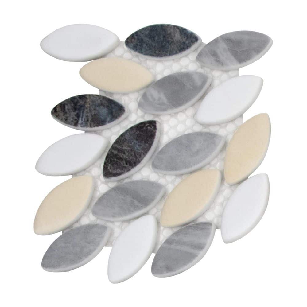 sunwings Flower Beige Mixed 6 in. x 6 in. Matte Recycled Glass Marble ...