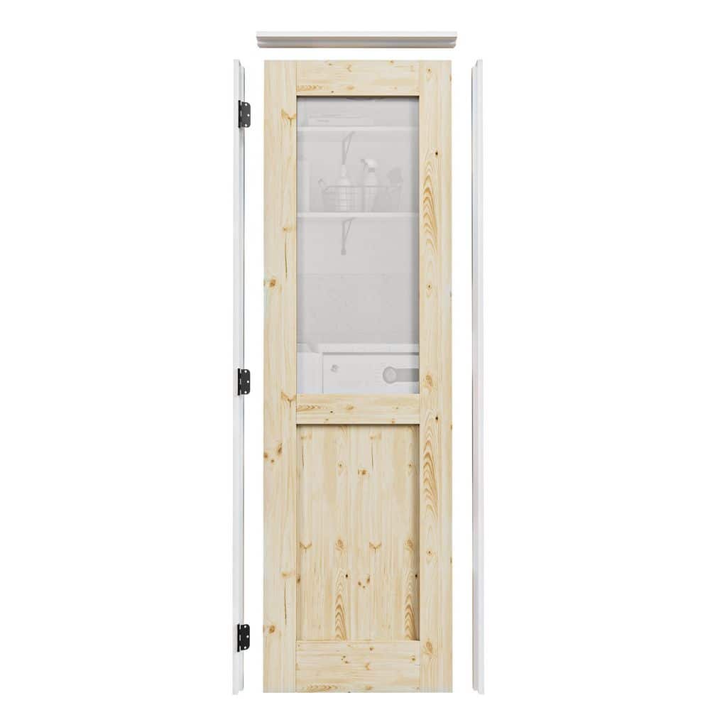 ARK DESIGN 24 in. x 80 in. 1/2-Lite Frosted Glass Right-Handed ...