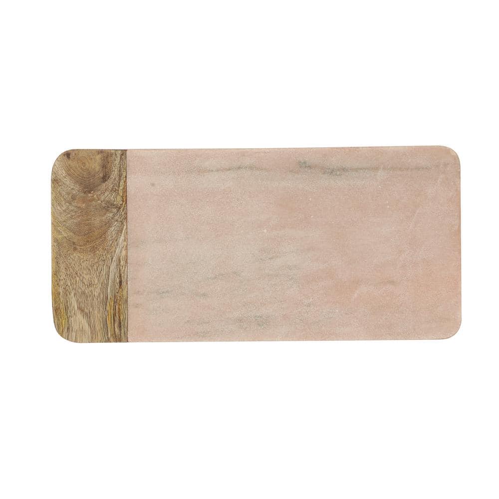 Storied Home Pink 16.5 in. L Marble and Mango Wood Cheese Board ...