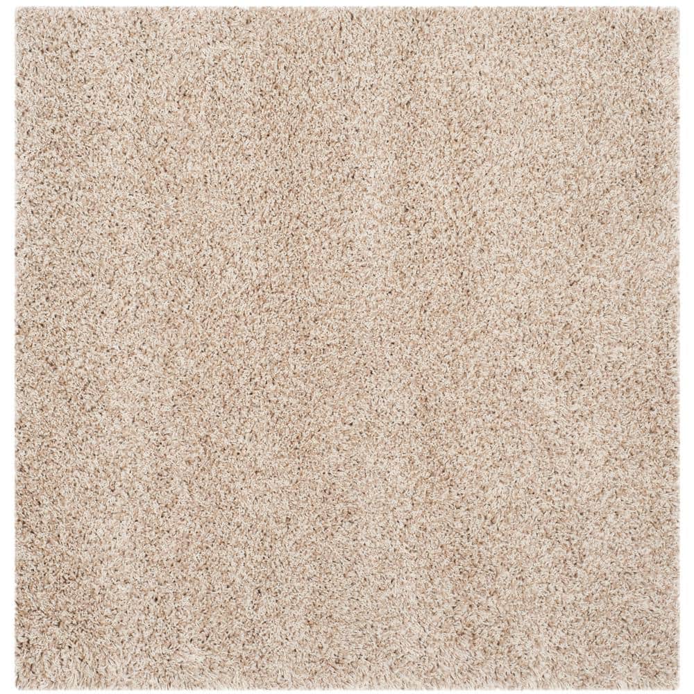 SAFAVIEH California Shag Beige 9 ft. x 9 ft. Square Solid Area Rug ...