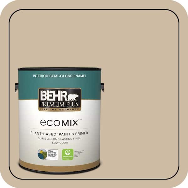 BEHR PREMIUM PLUS 1 gal. #710C-3 Gobi Desert Semi-Gloss Enamel EcoMix ...